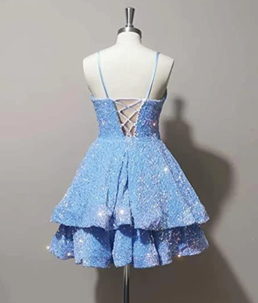 Womens Sparkly Sequin Homecoming Dresses For Teens Tiered Spaghetti ...