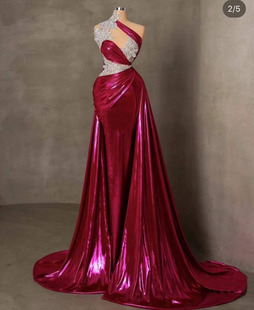 Lace Appliques High Neck Red Prom Dresses Long For Women 2025 Mermaid ...